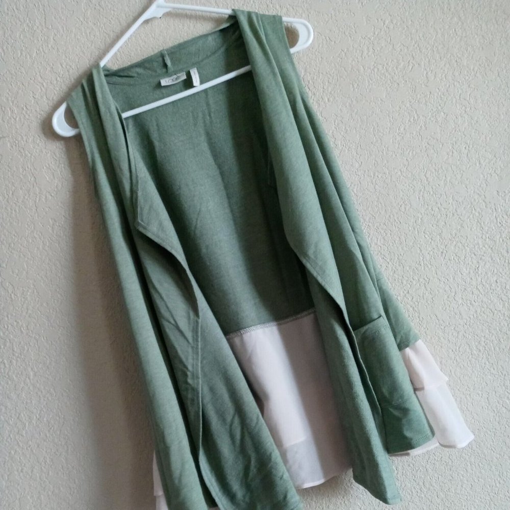 Logo By Lori Goldstein Olive Green Duster Front Pocke… - Gem